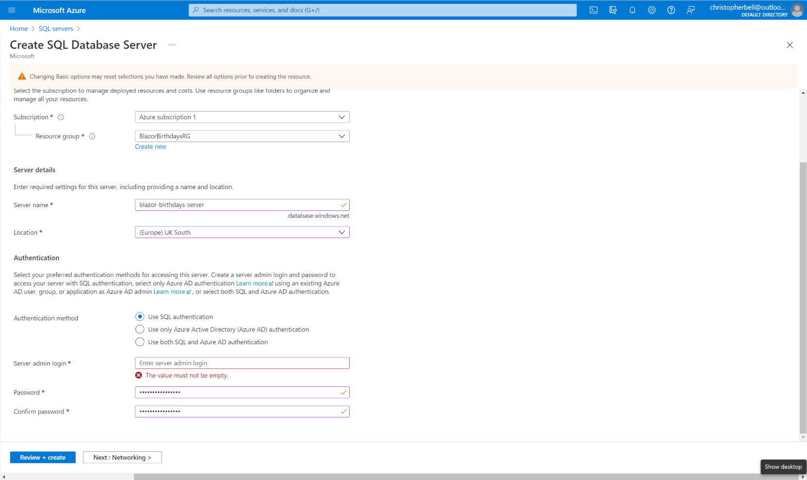 Deploying to Azure - Birthday Reminders