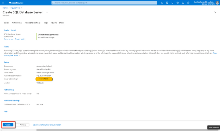 Deploying to Azure - Birthday Reminders