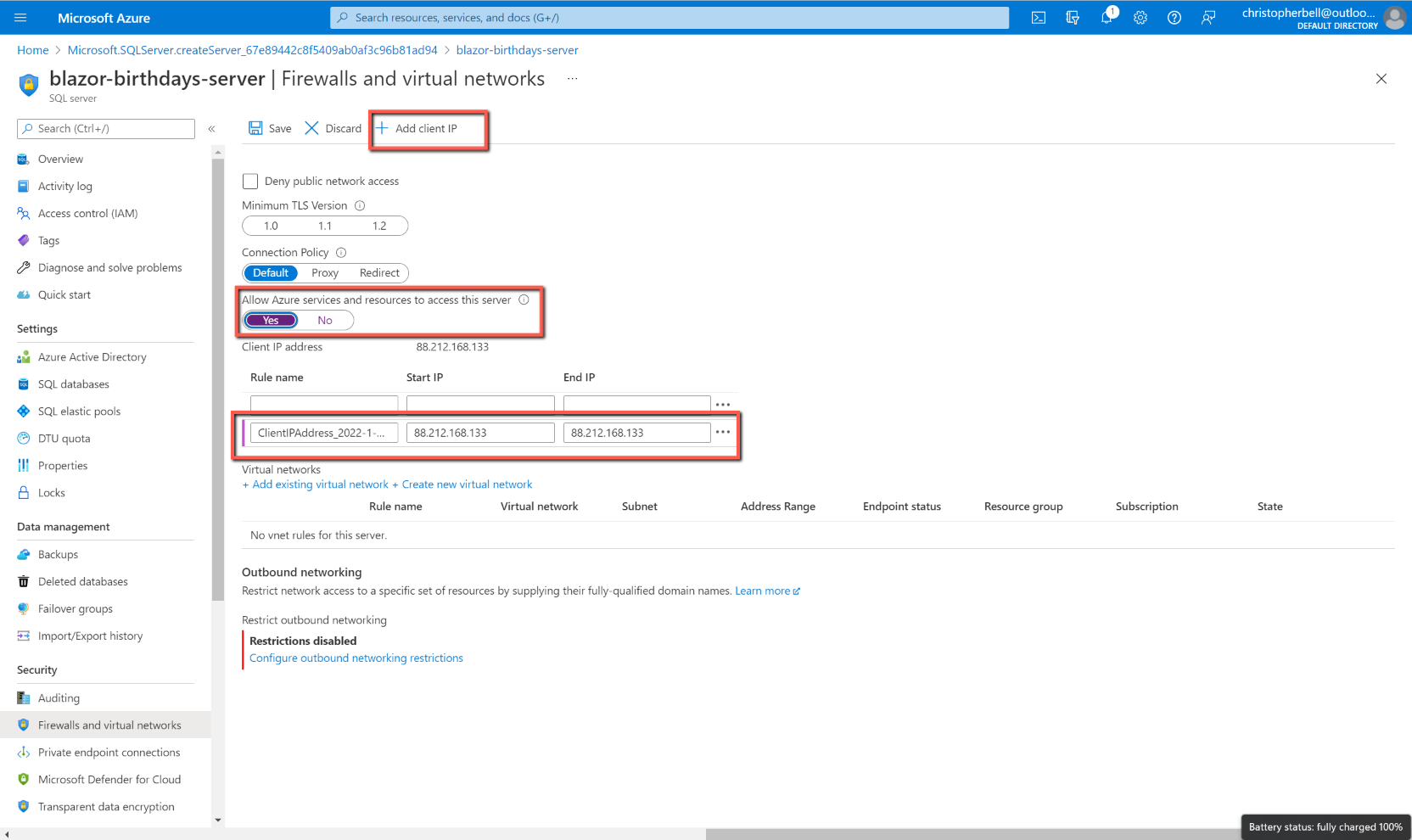 Deploying to Azure - Birthday Reminders