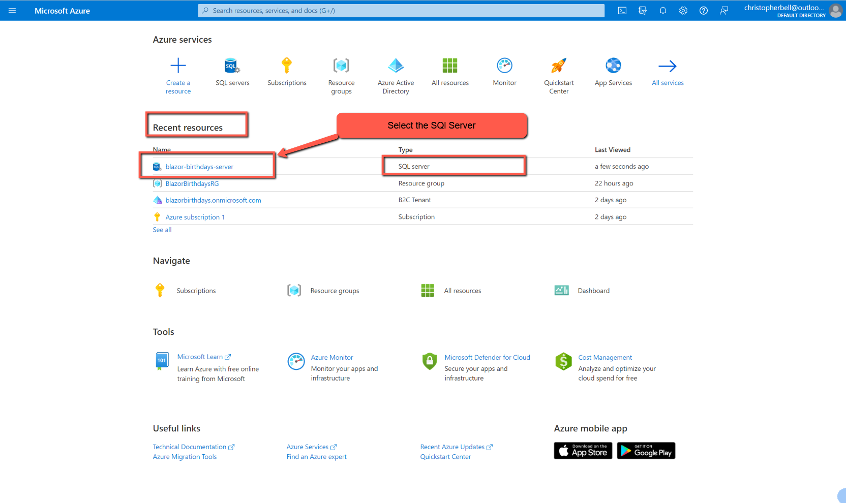 Deploying to Azure - Birthday Reminders