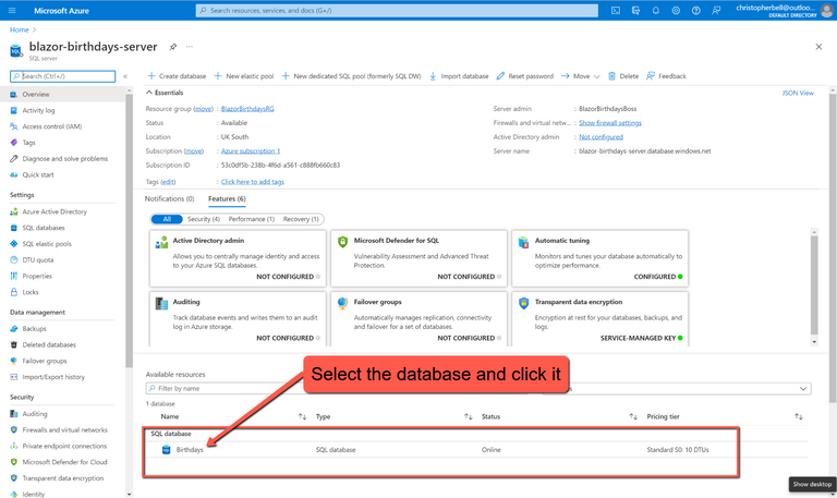 Deploying to Azure - Birthday Reminders