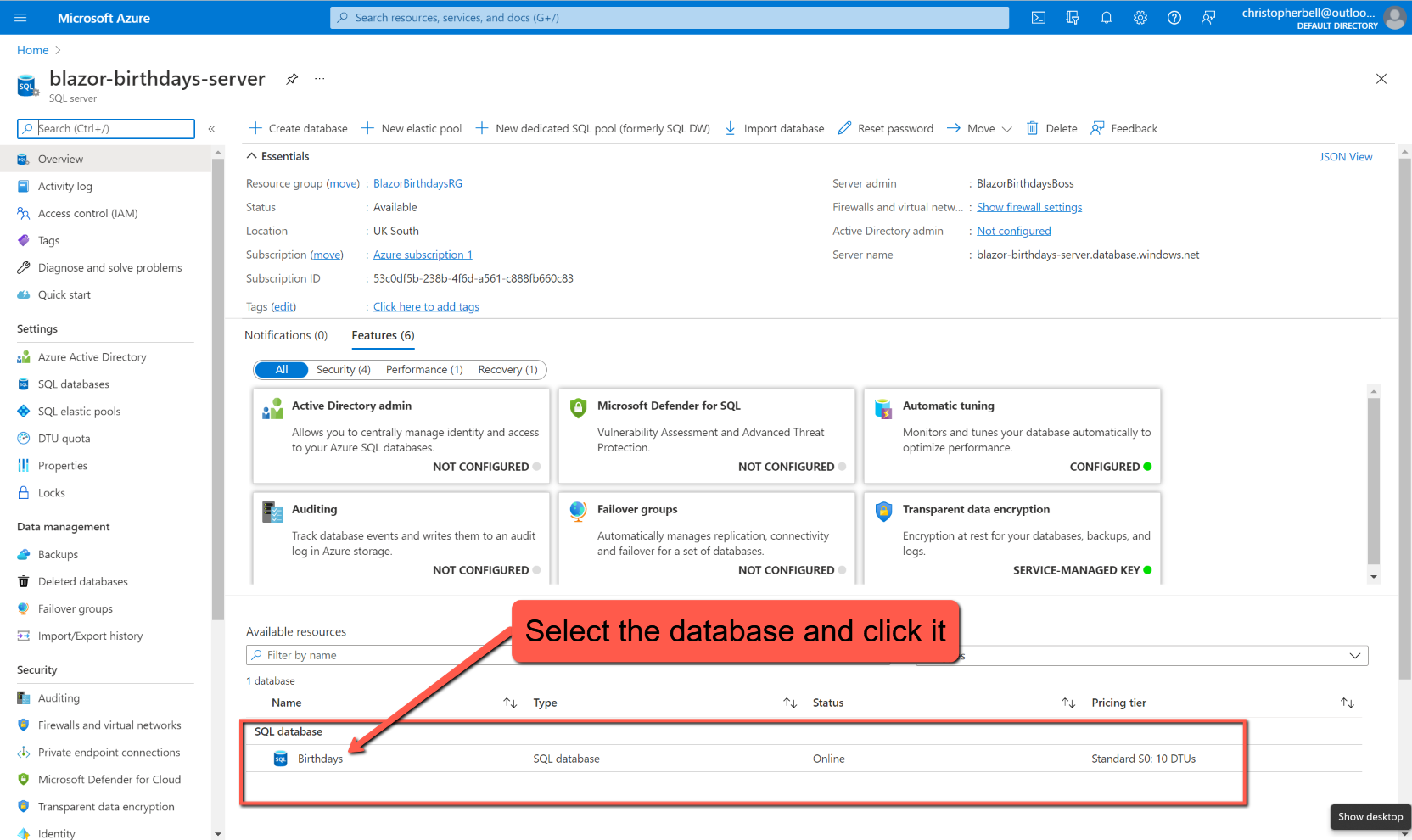 Deploying to Azure - Birthday Reminders