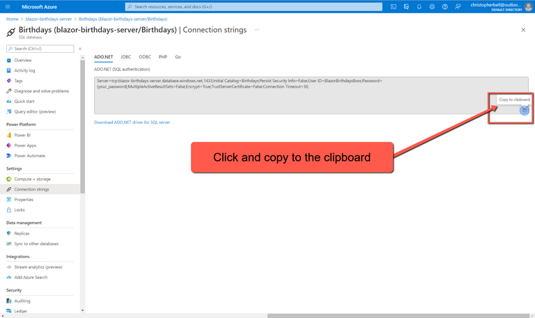 Deploying to Azure - Birthday Reminders
