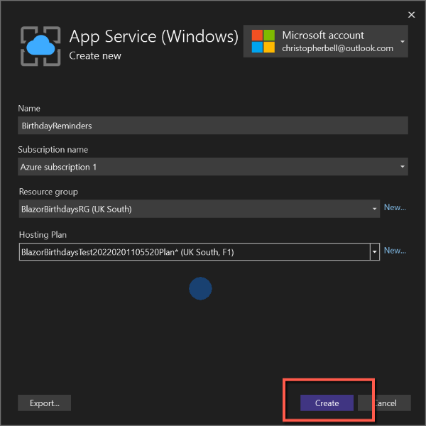 Deploying to Azure - Birthday Reminders