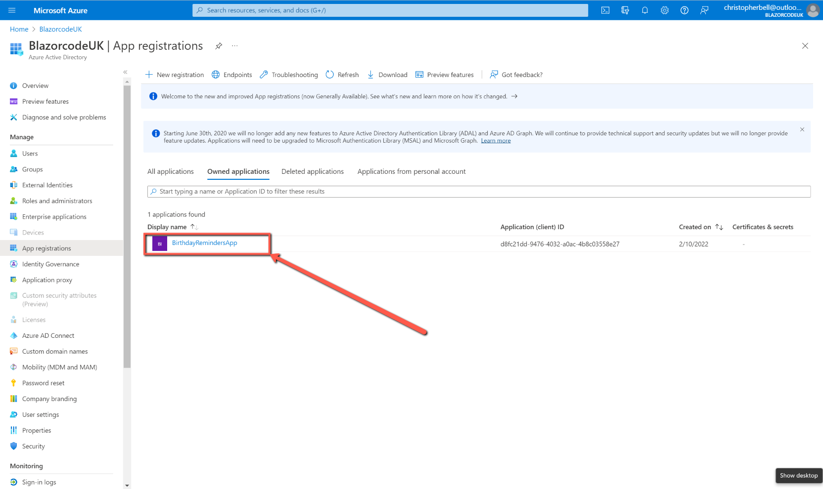 Deploying to Azure - Birthday Reminders