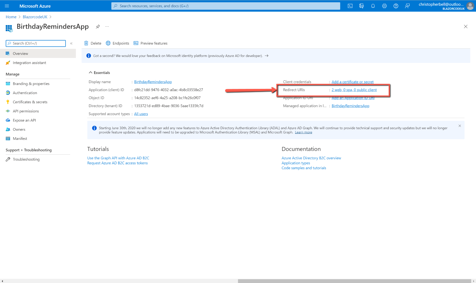Deploying to Azure - Birthday Reminders