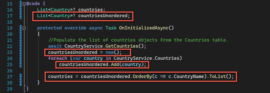 Countries & Cities - Part 1 - Blazor Web Assembly