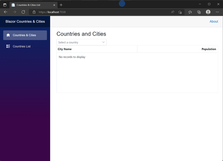 Countries & Cities - Part 1 - Blazor Web Assembly