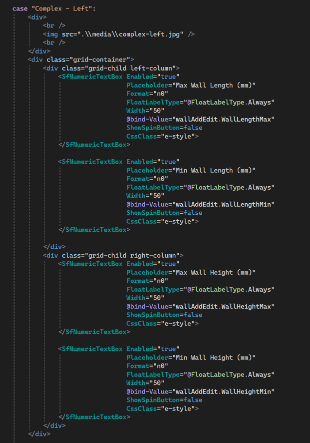 Index Page - Dynamic Dialog - Wall Area Calculator
